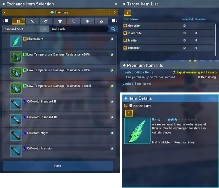 PSO2 NGS: Icicle Orbs